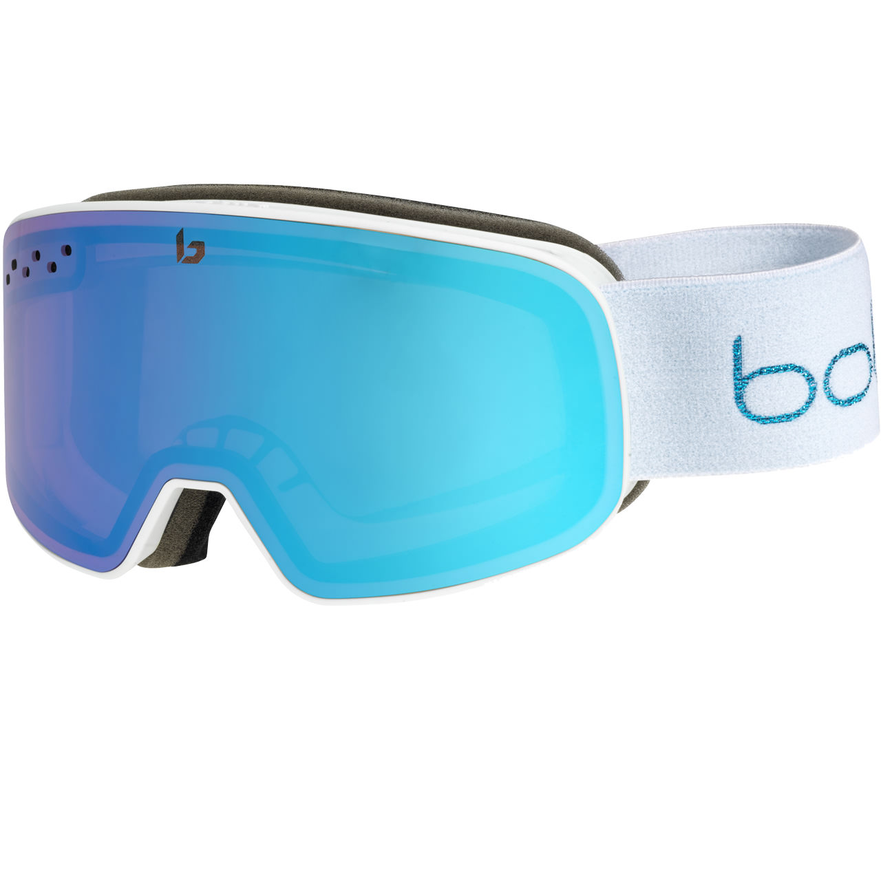 Bolle Nevada Small white metallic blue matte Azure (2025/26) | XSPO